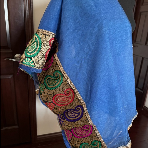Dupattas & Stoles | Vibrant Blue Dupatta With Paisley Embroidery | Poshmark